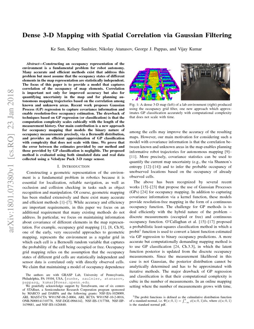 Dense 3 D Mapping With Spatial Correlation Via Gaussian Filtering Deepai
