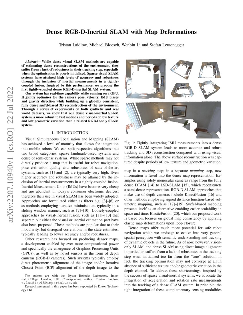 Dense RGB-D-Inertial SLAM with Map Deformations | DeepAI