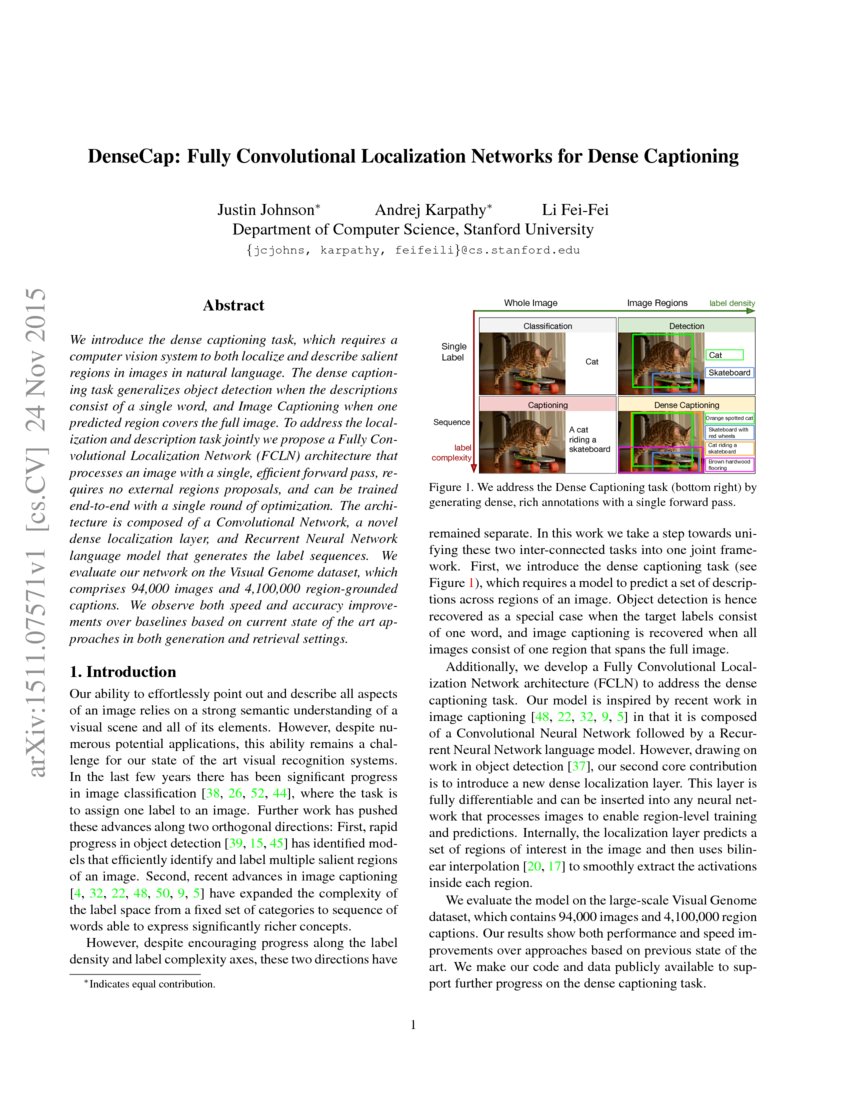 DenseCap: Fully Convolutional Localization Networks for Dense Captioning | DeepAI