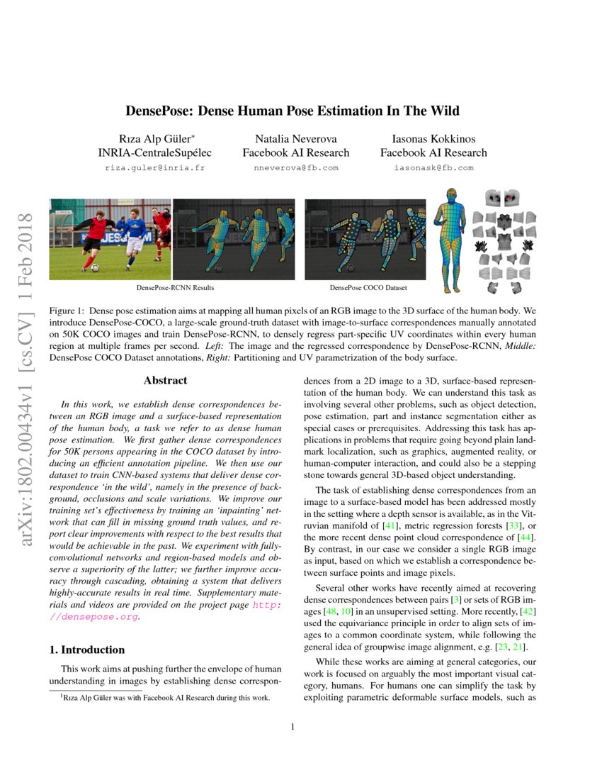 Densepose Dense Human Pose Estimation In The Wild Deepai