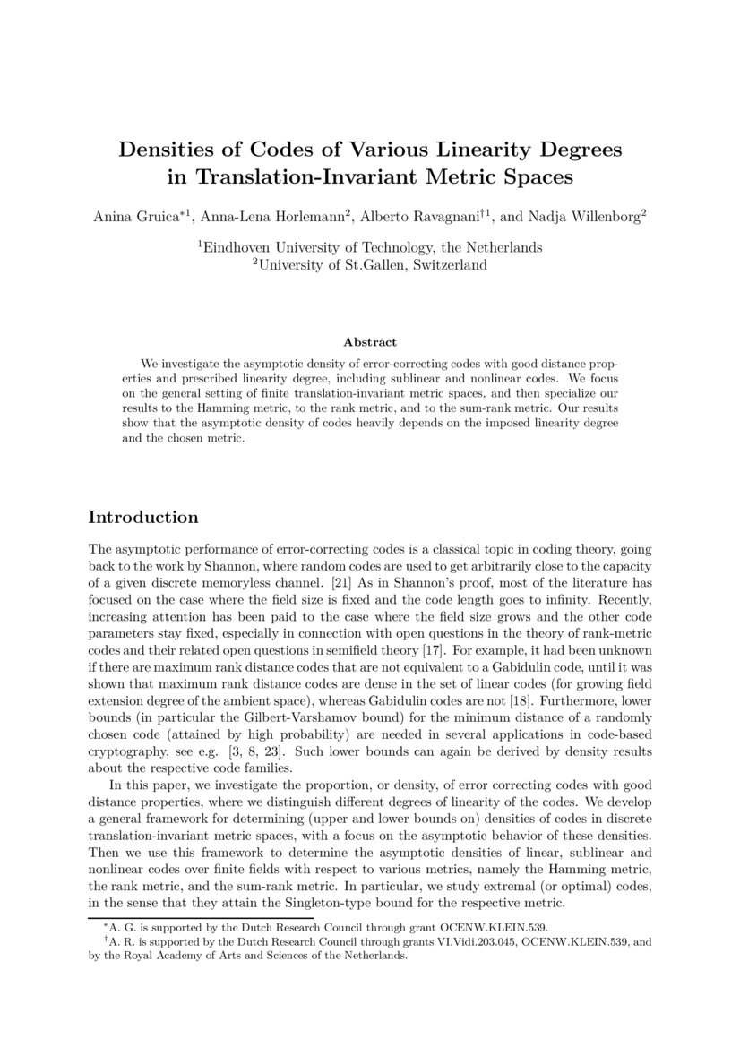 Densities Of Codes Of Various Linearity Degrees In Translation
