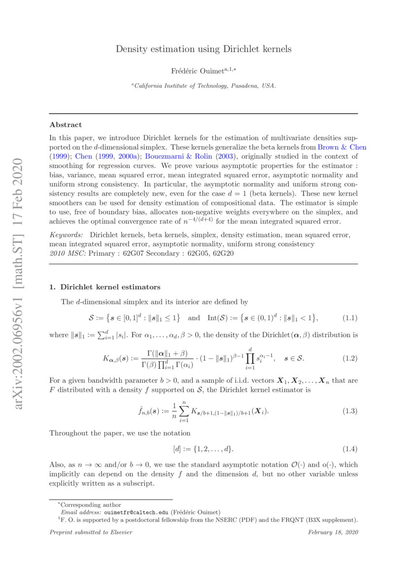 Density estimation using Dirichlet kernels | DeepAI