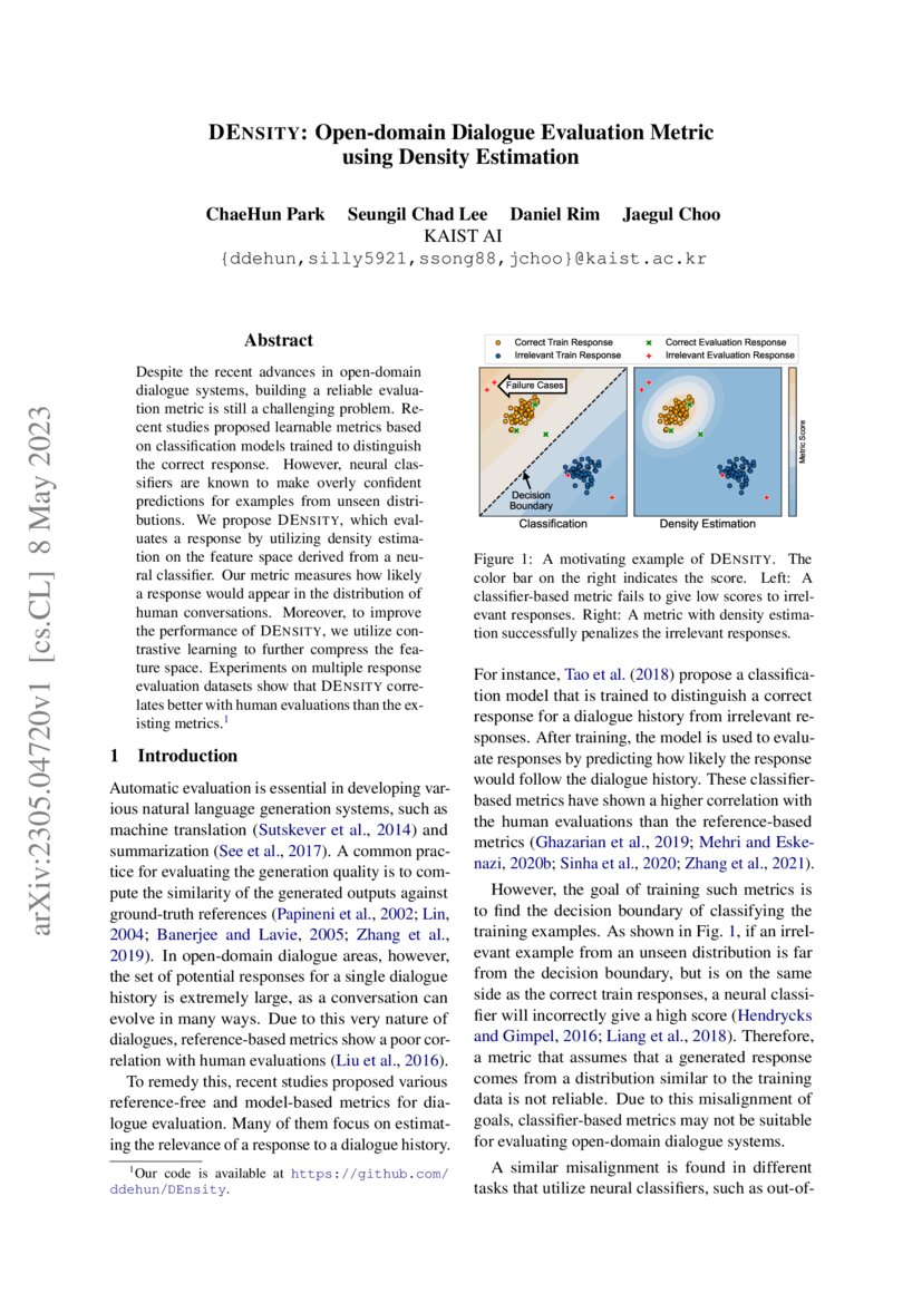 Density Open Domain Dialogue Evaluation Metric Using Density Estimation Deepai