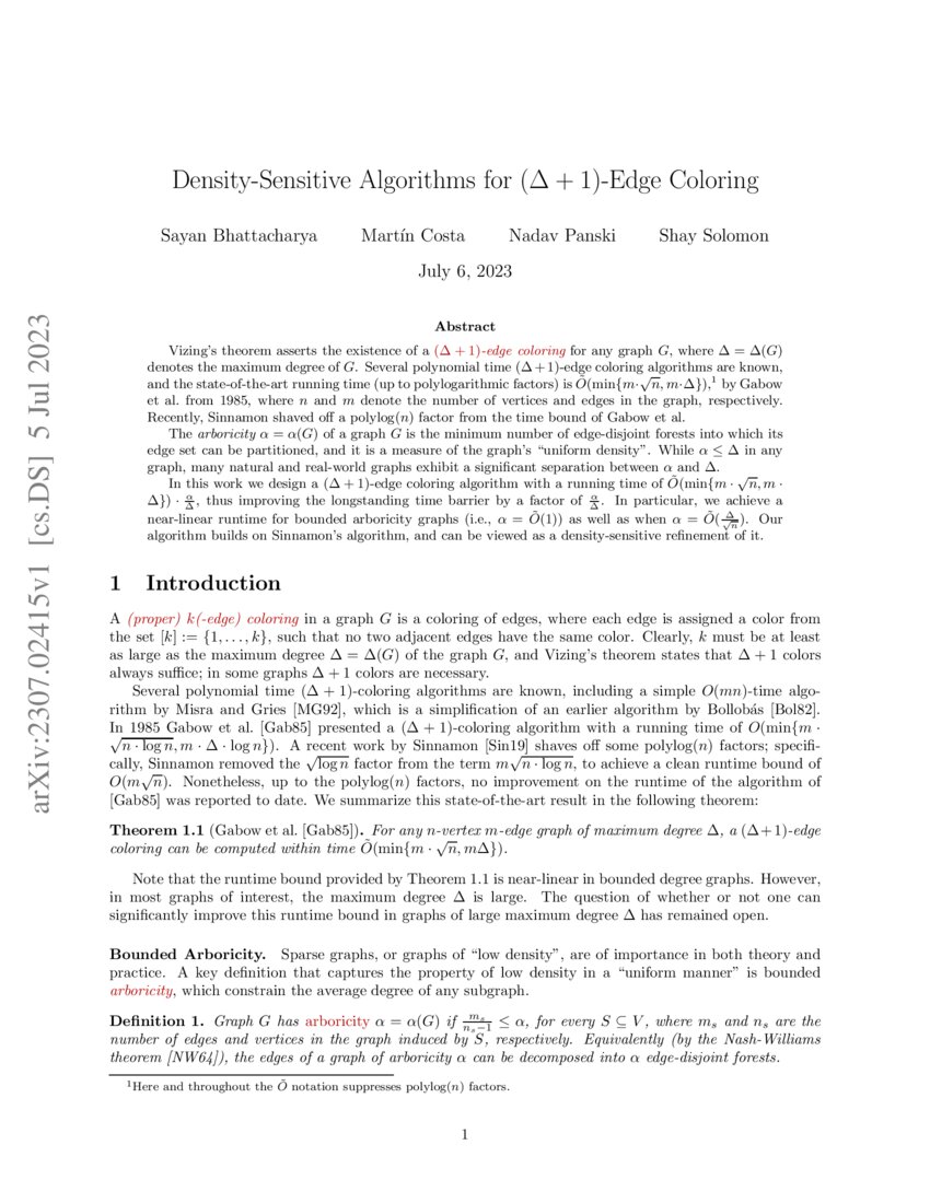Density Sensitive Algorithms For Δ 1 Edge Coloring Deepai