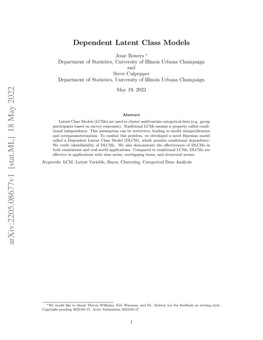 Dependent Latent Class Models | DeepAI