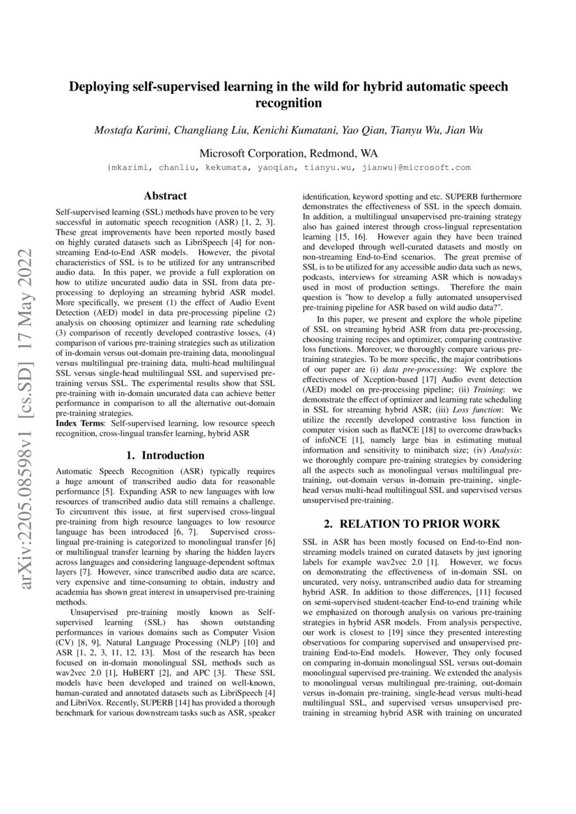Deploying Self Supervised Learning In The Wild For Hybrid Automatic Speech Recognition Deepai