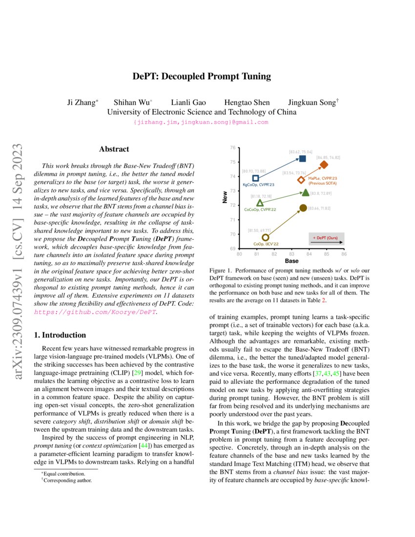 DePT: Decoupled Prompt Tuning | DeepAI