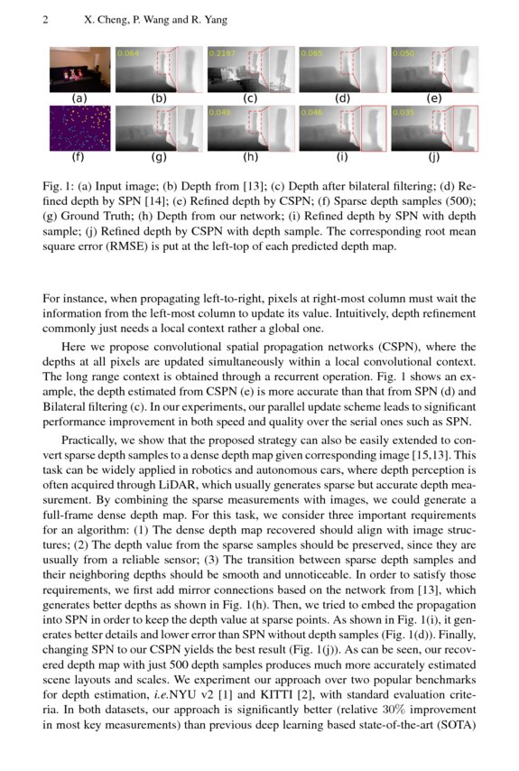 Depth Estimation Via Affinity Learned With Convolutional Spatial Propagation Network Deepai