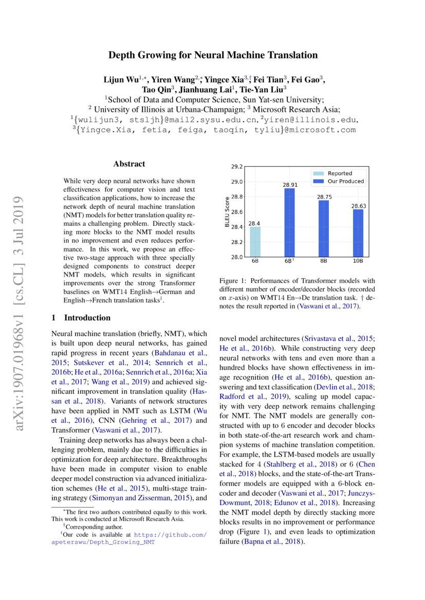 Depth Growing for Neural Machine Translation | DeepAI