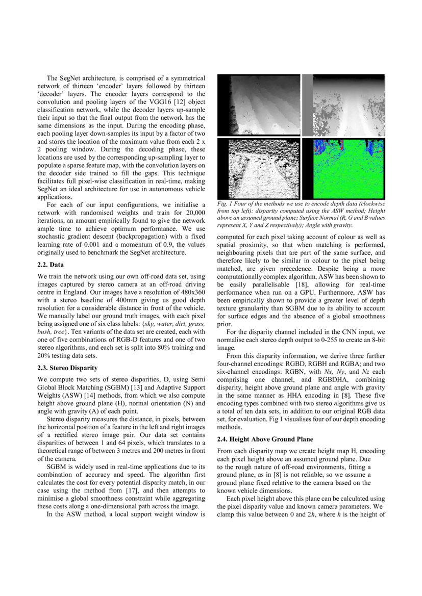 Depth Not Needed - An Evaluation of RGB-D Feature Encodings for Off-Road Scene Understanding by ...