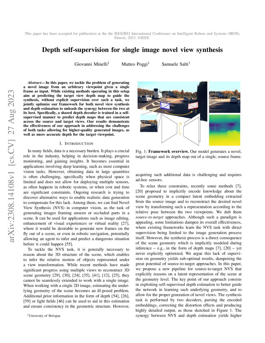 Depth Self Supervision For Single Image Novel View Synthesis Deepai