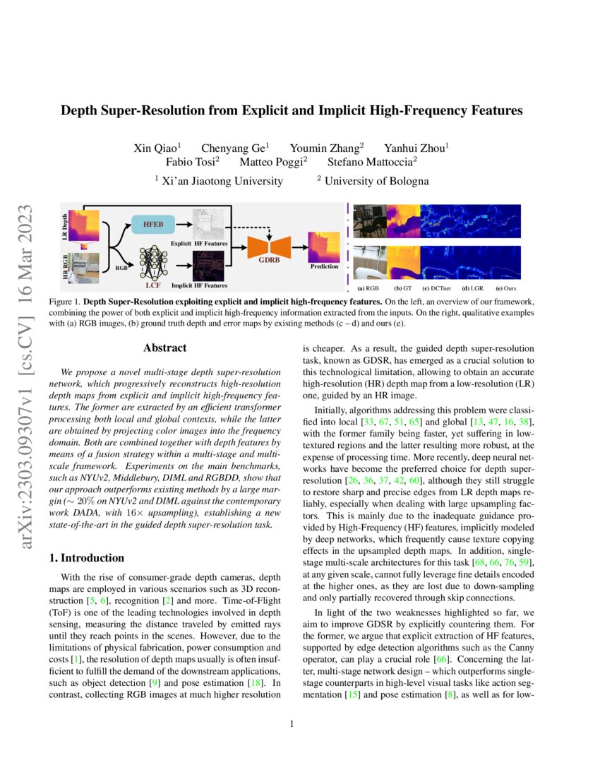Depth Super-Resolution from Explicit and Implicit High-Frequency Features | DeepAI