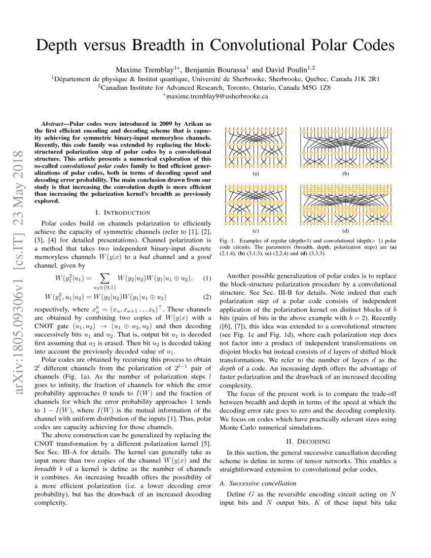 Depth versus Breadth in Convolutional Polar Codes | DeepAI
