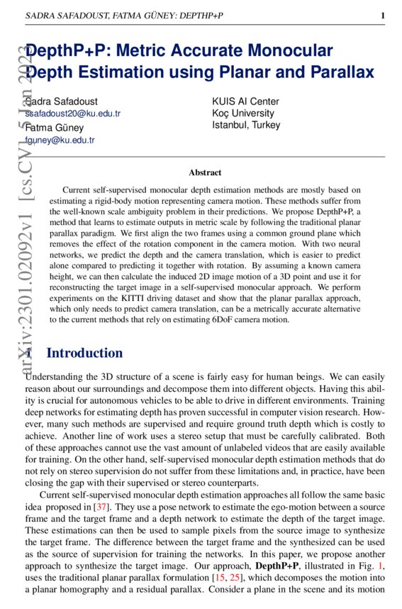 Depthp P Metric Accurate Monocular Depth Estimation Using Planar And Parallax Deepai
