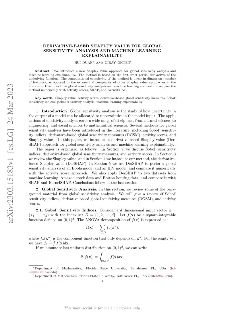Derivative-based Shapley value for global sensitivity analysis and ...