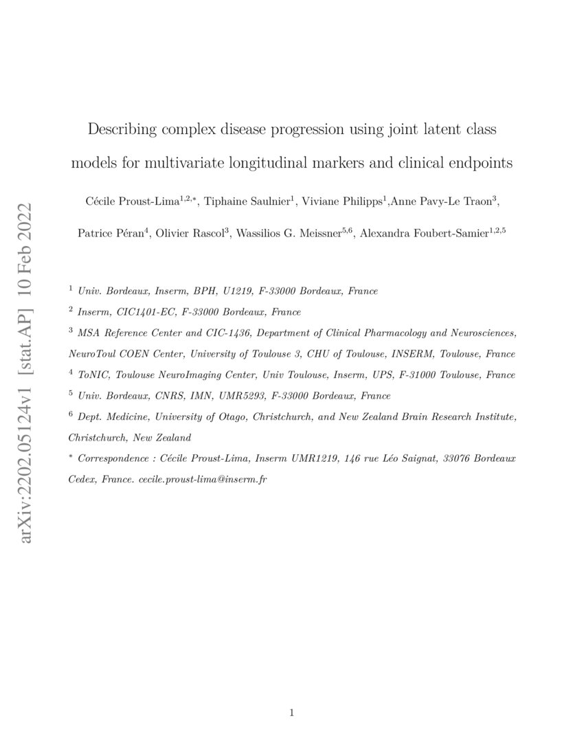 Describing complex disease progression using joint latent class models ...