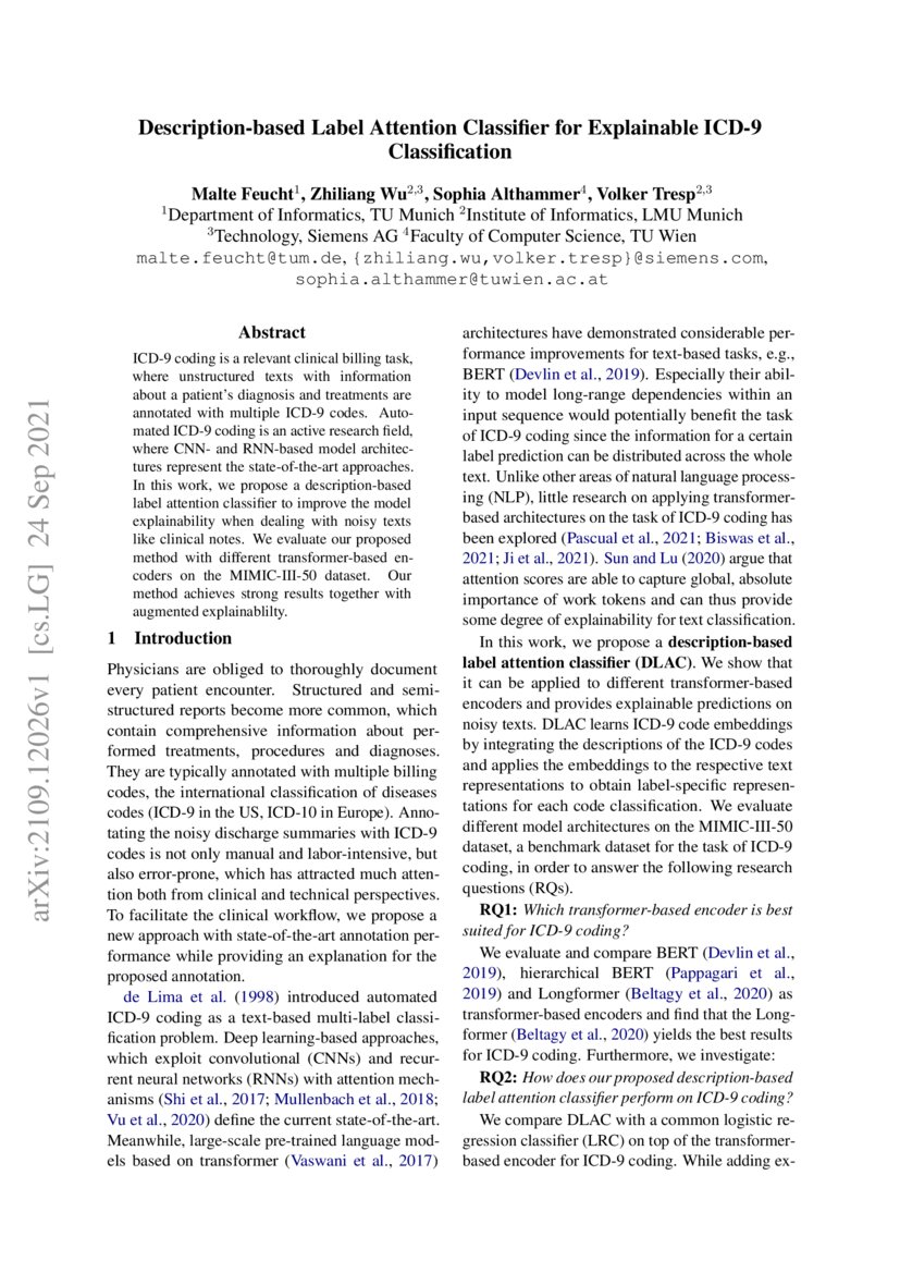 Description Based Label Attention Classifier For Explainable Icd 9 Classification Deepai