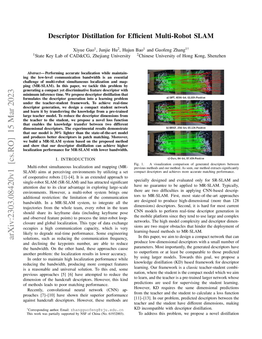 Descriptor Distillation for Efficient Multi-Robot SLAM | DeepAI