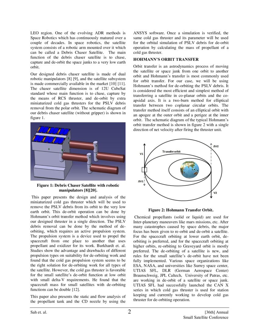 Design and Analysis of Cold Gas Thruster to De-Orbit the PSLV Debris ...