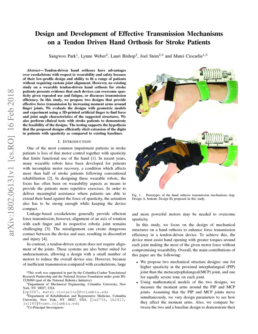 Design and Development of Effective Transmission Mechanisms on a Tendon ...