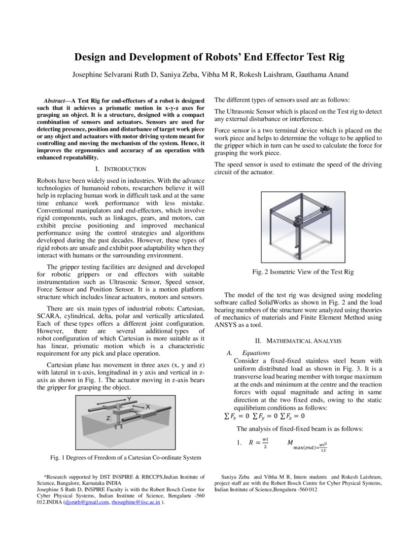 Design and Development of Robots End Effector Test Rig | DeepAI