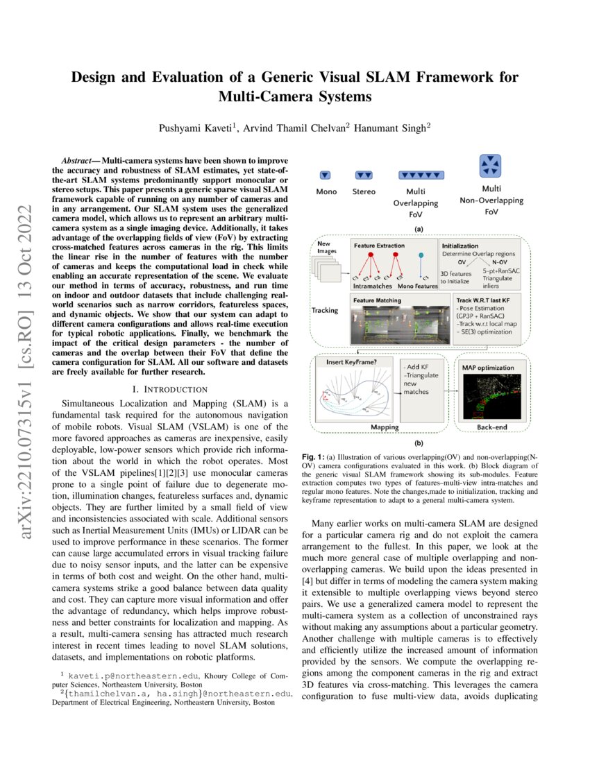 Design And Evaluation Of A Generic Visual Slam Framework For Multi Camera Systems Deepai