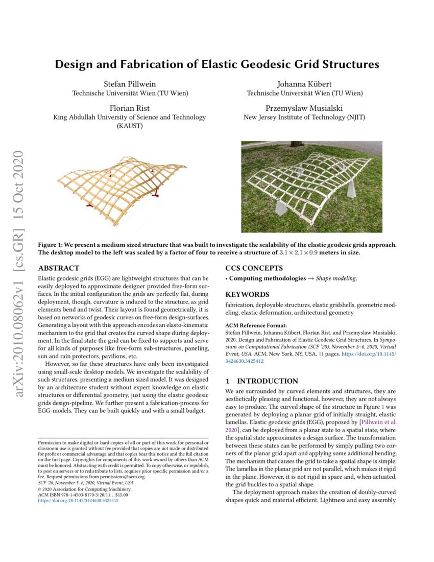 Design and Fabrication of Elastic Geodesic Grid Structures | DeepAI