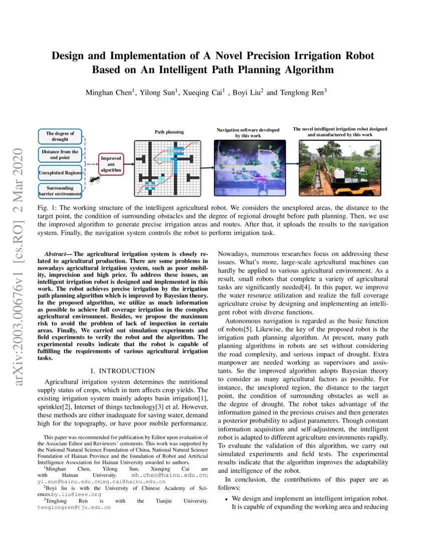 Design and Implementation of A Novel Precision Irrigation Robot Based ...