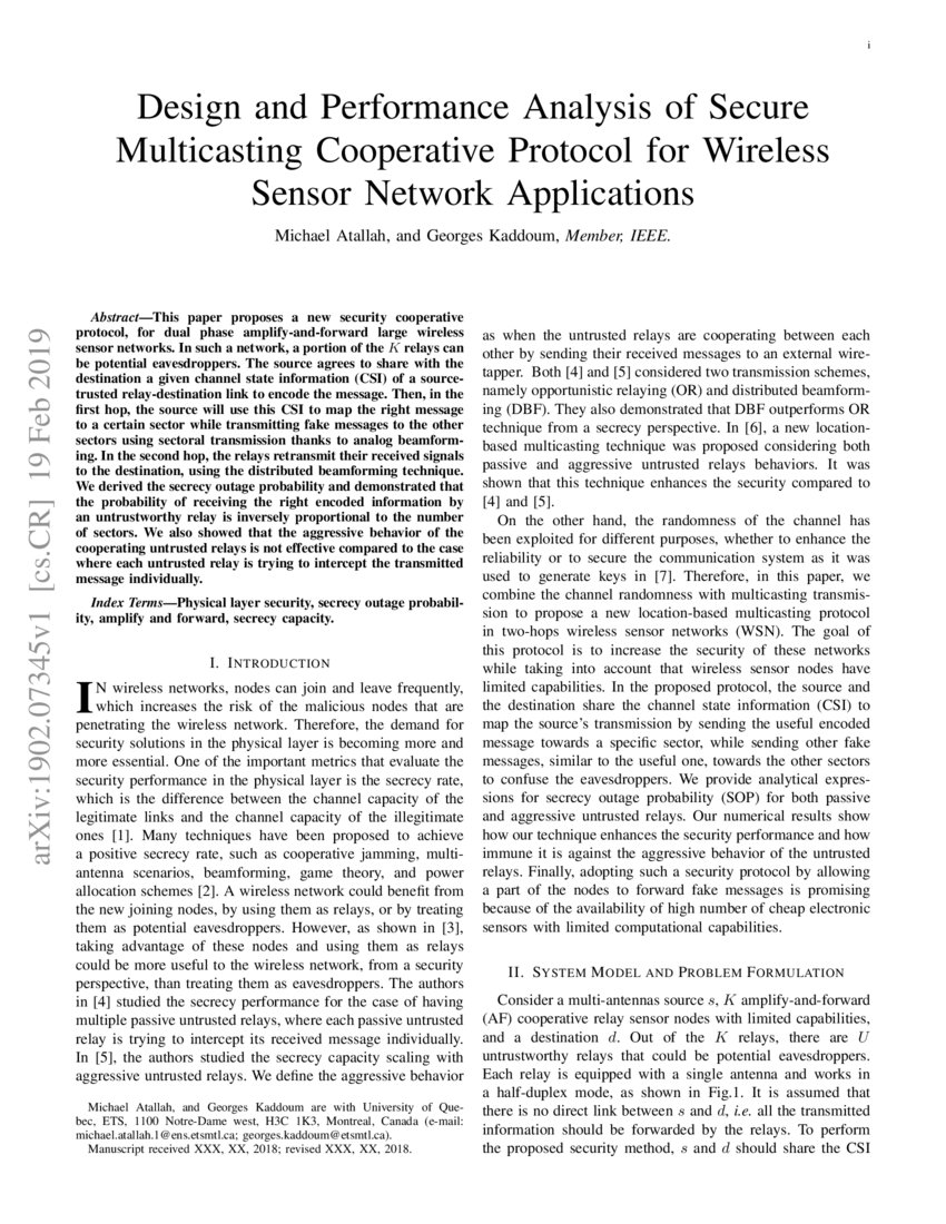 Design And Performance Analysis Of Secure Multicasting Cooperative