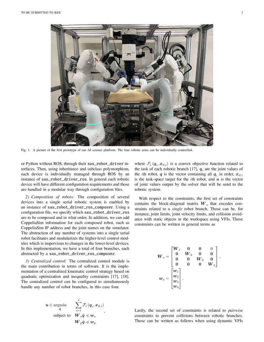 Design and Validation of a Multi-Arm Robotic Platform for Scientific ...
