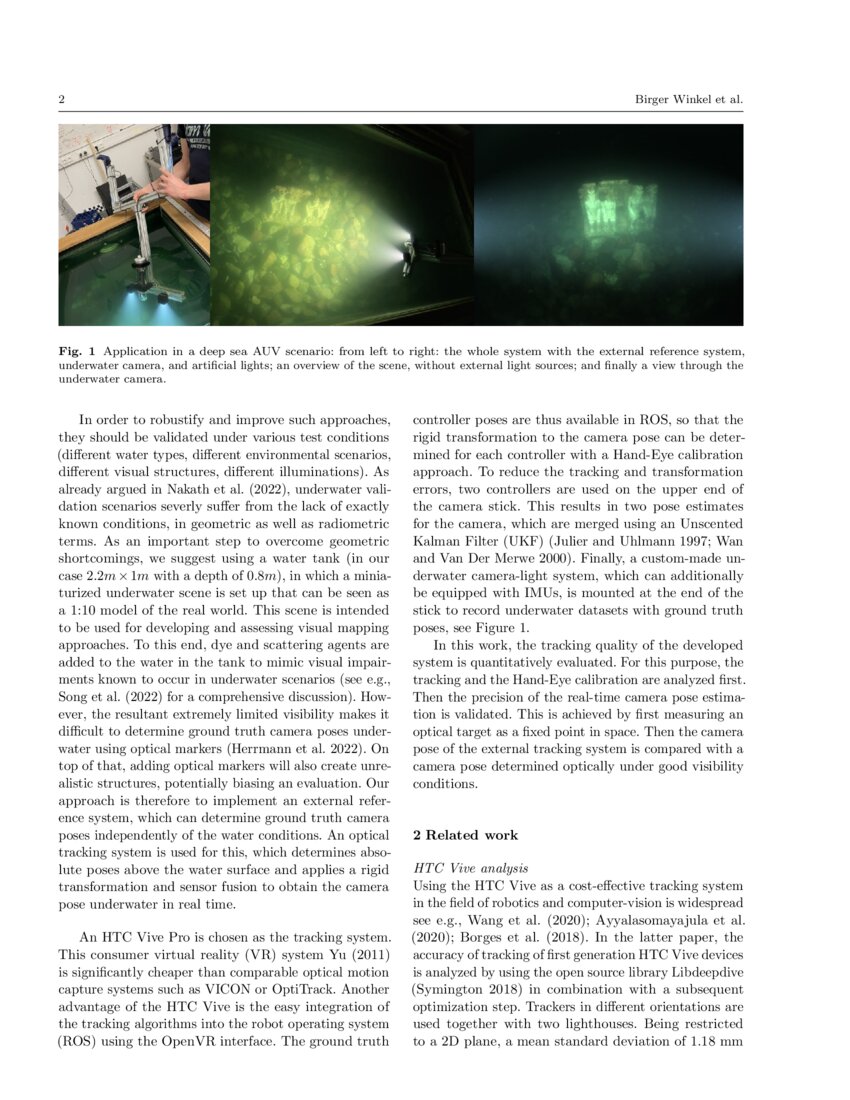 Design Implementation And Evaluation Of An External Pose Tracking System For Underwater Cameras