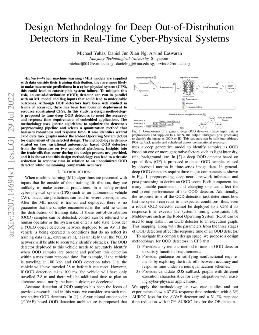 Design Methodology For Deep Out Of Distribution Detectors In Real Time Cyber Physical Systems