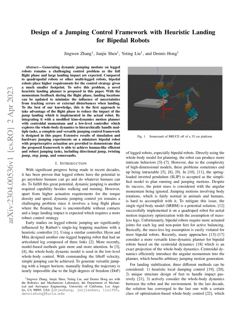 Design of a Jumping Control Framework with Heuristic Landing for Bipedal Robots | DeepAI