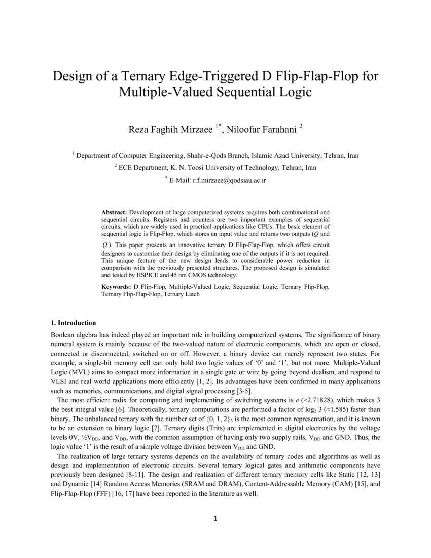 Design Of A Ternary Edge Triggered D Flip Flap Flop For Multiple Valued Sequential Logic Deepai