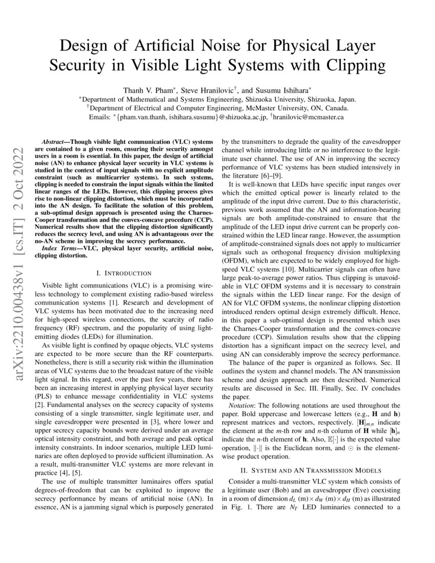 Design Of Artificial Noise For Physical Layer Security In Visible Light