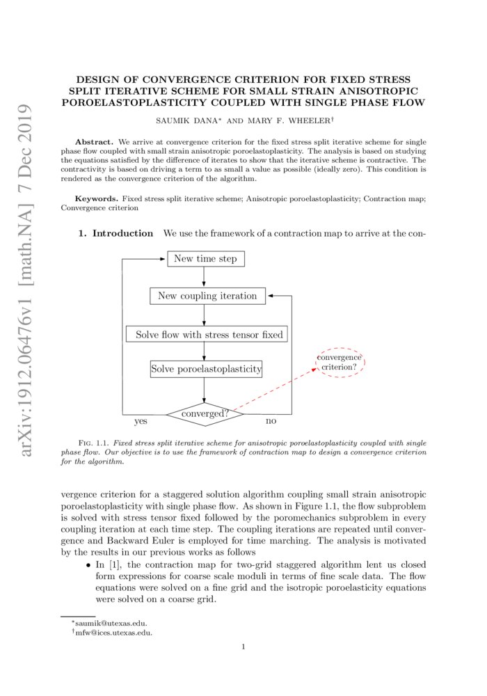 Design Of Convergence Criterion For Fixed Stress Split Iterative Scheme 