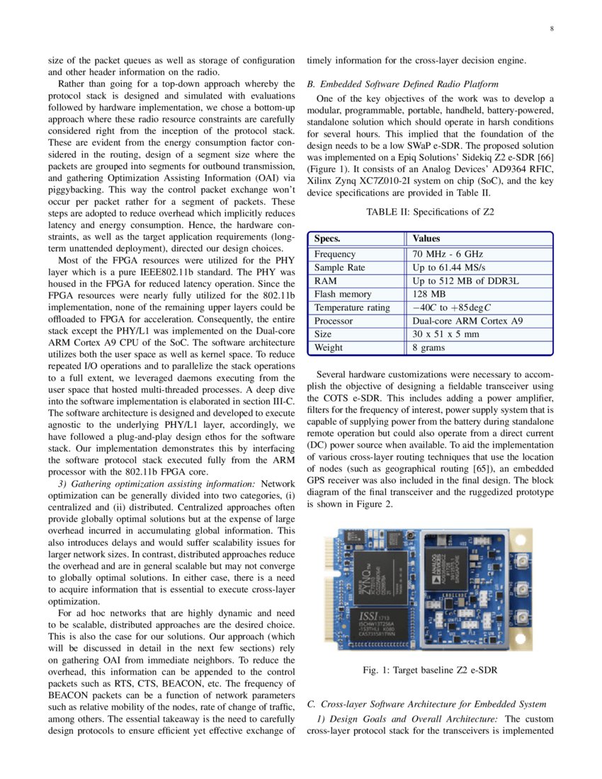 Design of Fieldable Cross-Layer Optimized Network using Embedded Software Defined Radios: Survey ...
