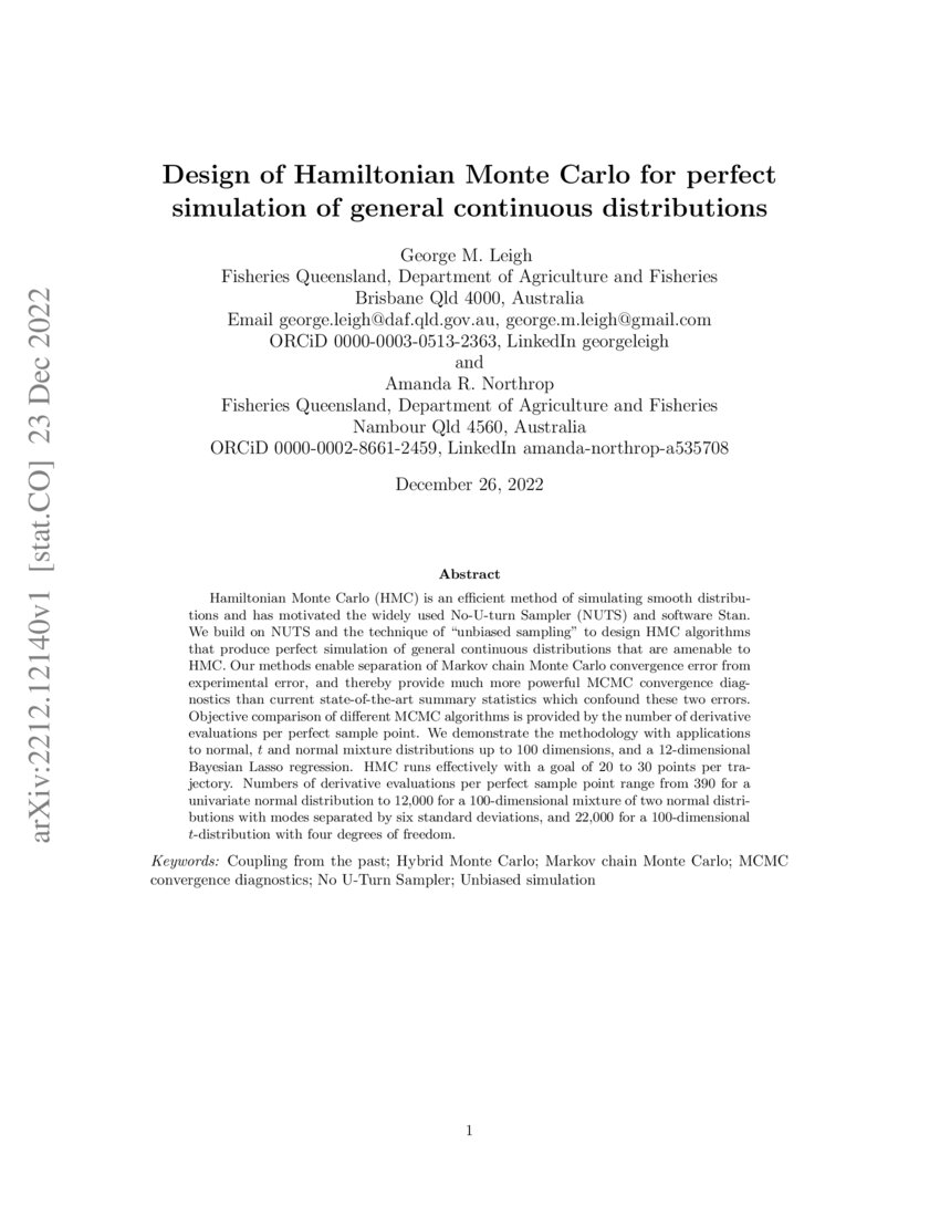 Design Of Hamiltonian Monte Carlo For Perfect Simulation Of General Continuous Distributions