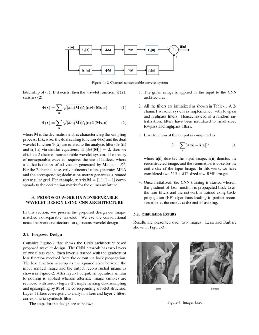 Design Of Image Matched Non Separable Wavelet Using Convolutional