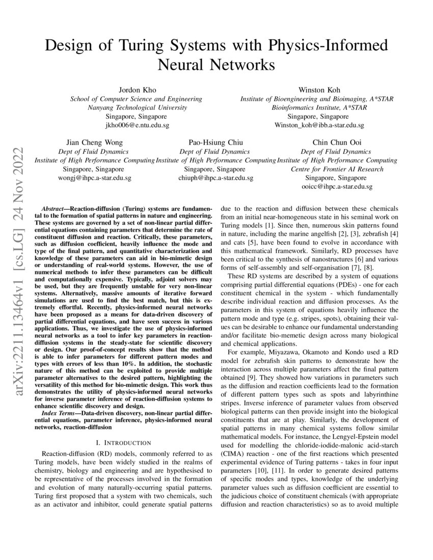Design of Turing Systems with Physics-Informed Neural Networks | DeepAI