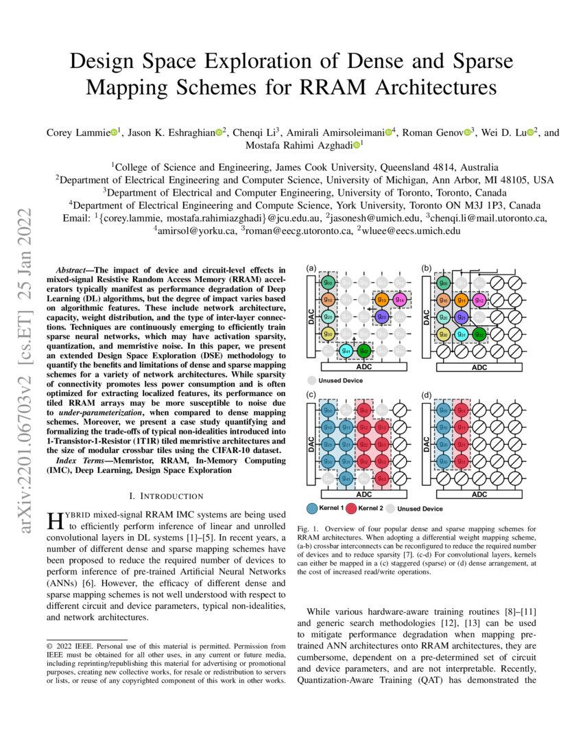 Design Space Exploration of Dense and Sparse Mapping Schemes for RRAM ...