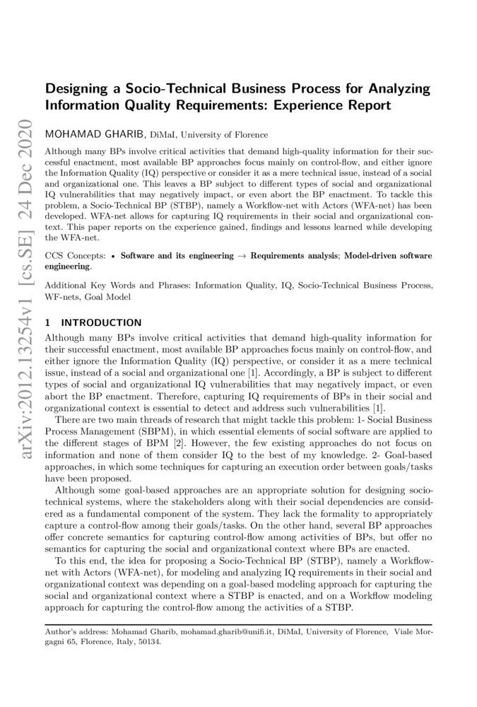 Designing a Socio-Technical Business Process for Analyzing Information ...