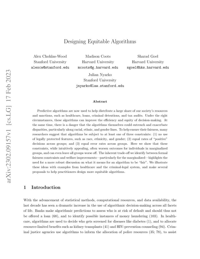 Designing Equitable Algorithms | DeepAI