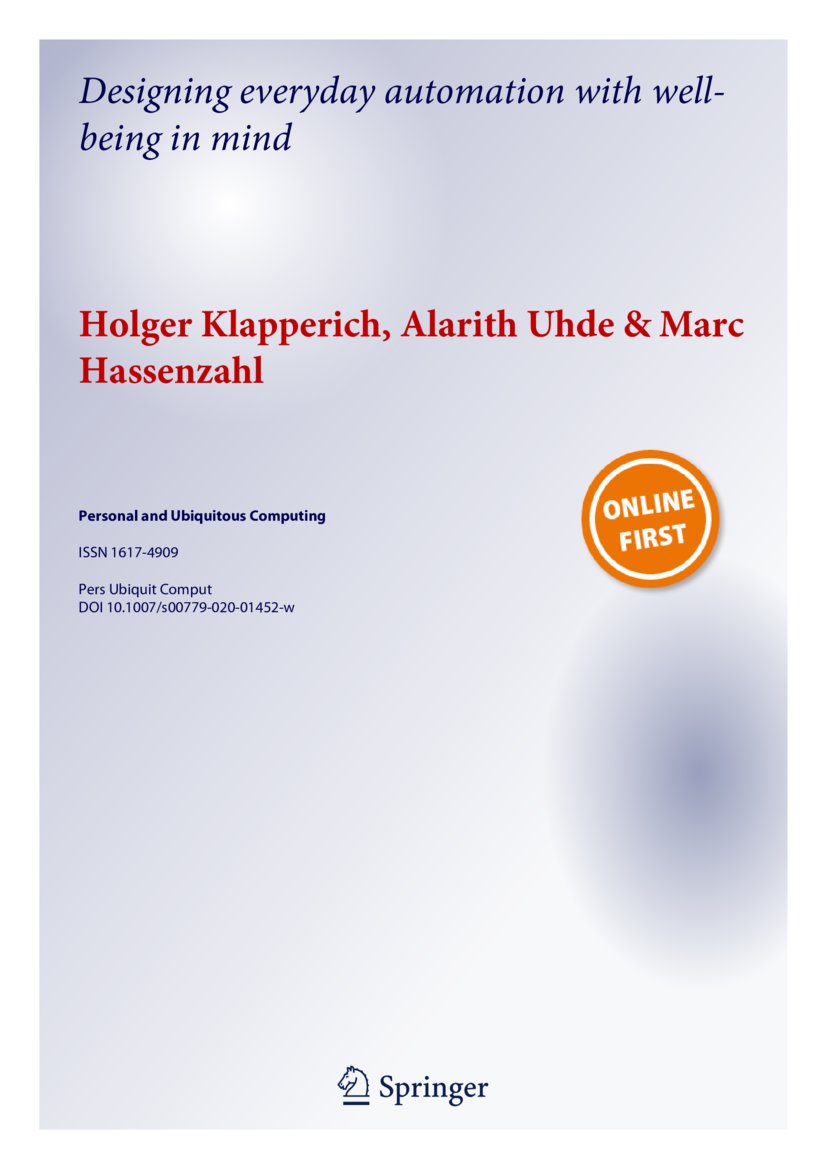 Designing everyday automation with well-being in mind | DeepAI