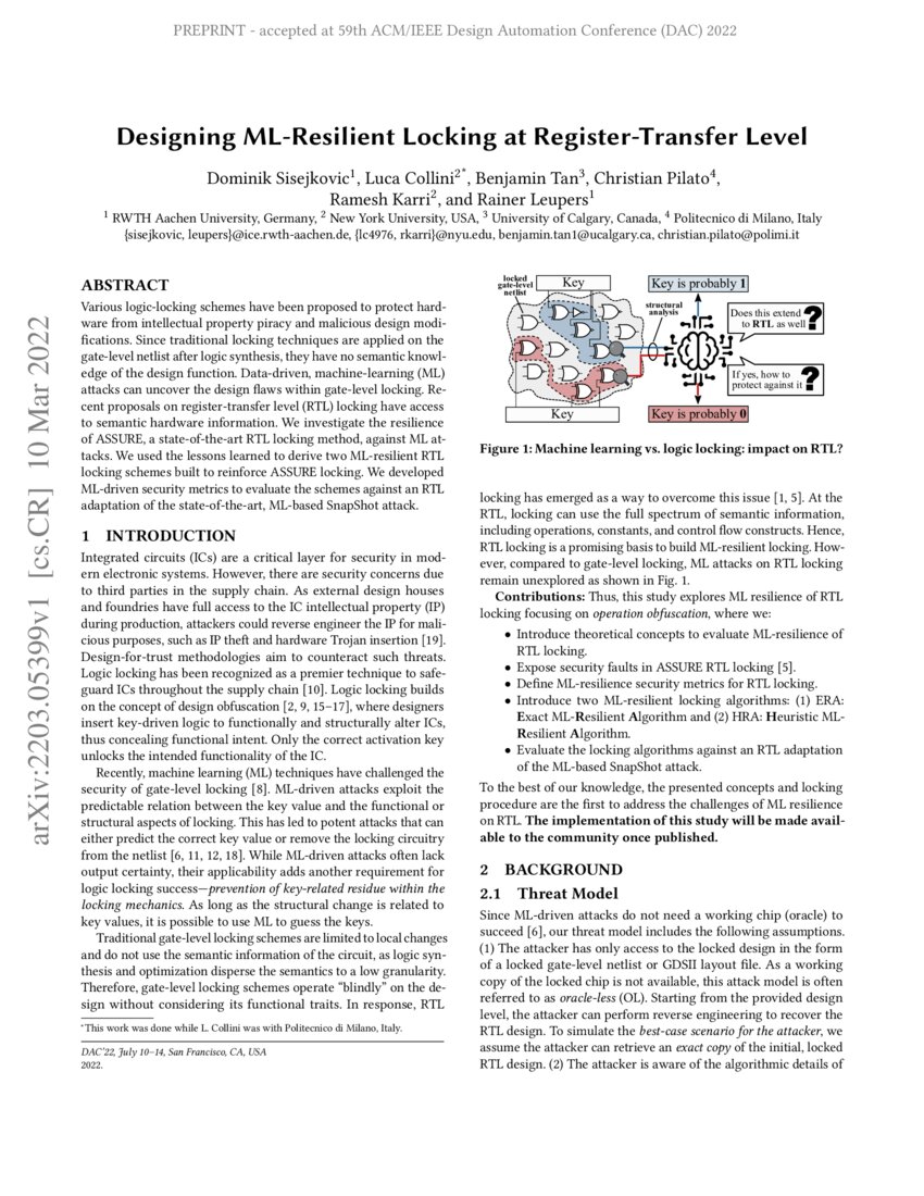 Designing ML-Resilient Locking at Register-Transfer Level | DeepAI