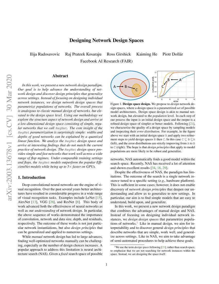 Designing Network Design Spaces | DeepAI