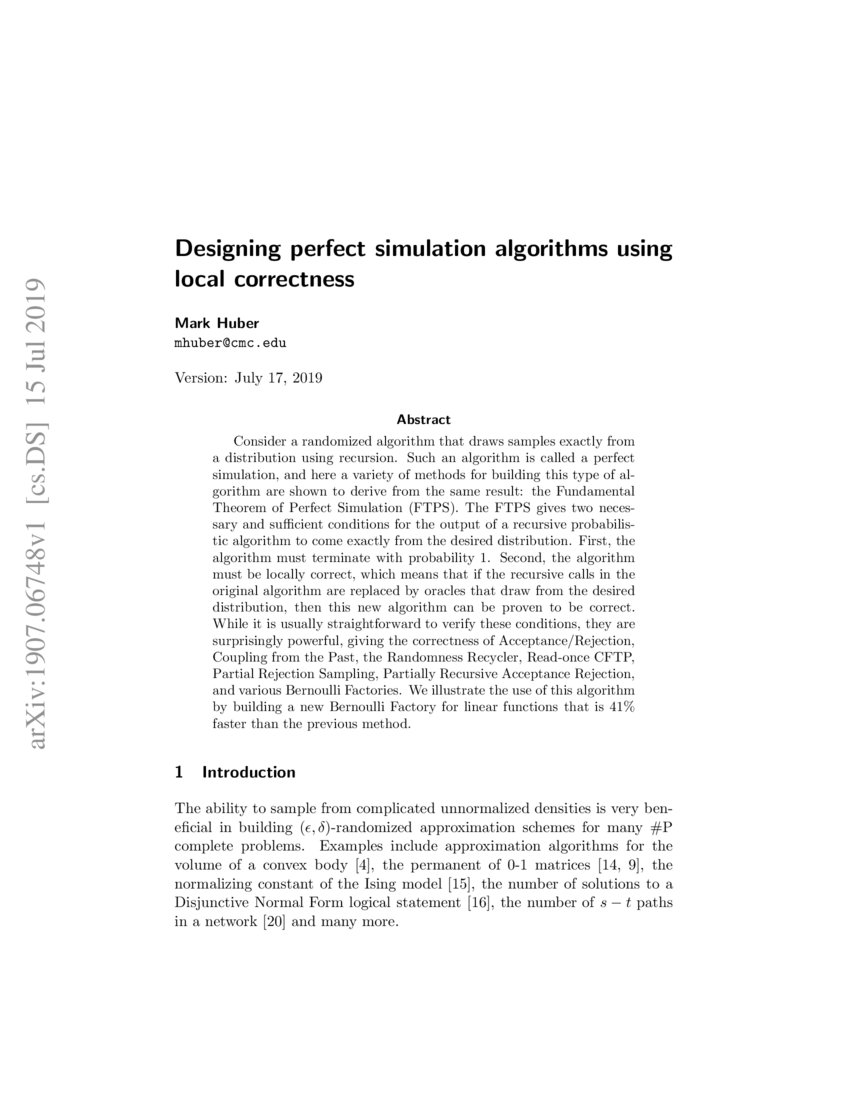 Designing Perfect Simulation Algorithms using Local Correctness | DeepAI