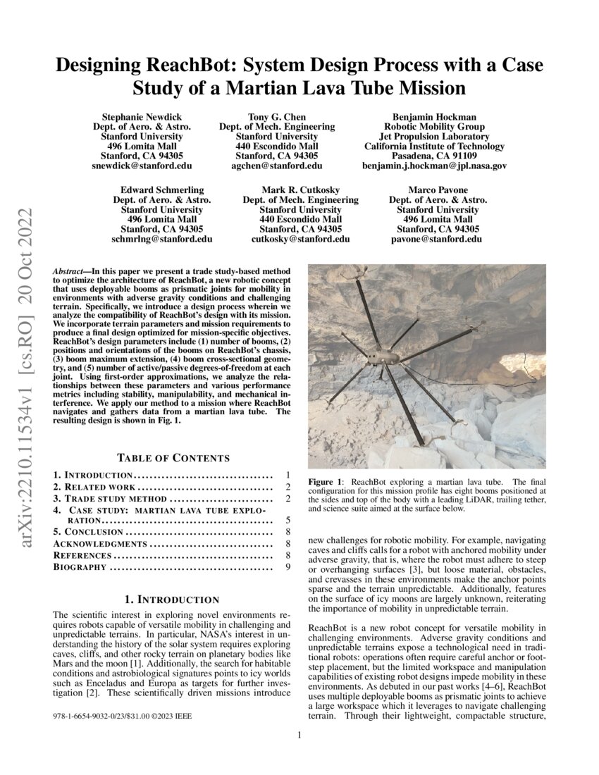Designing ReachBot: System Design Process with a Case Study of a Martian Lava Tube Mission | DeepAI
