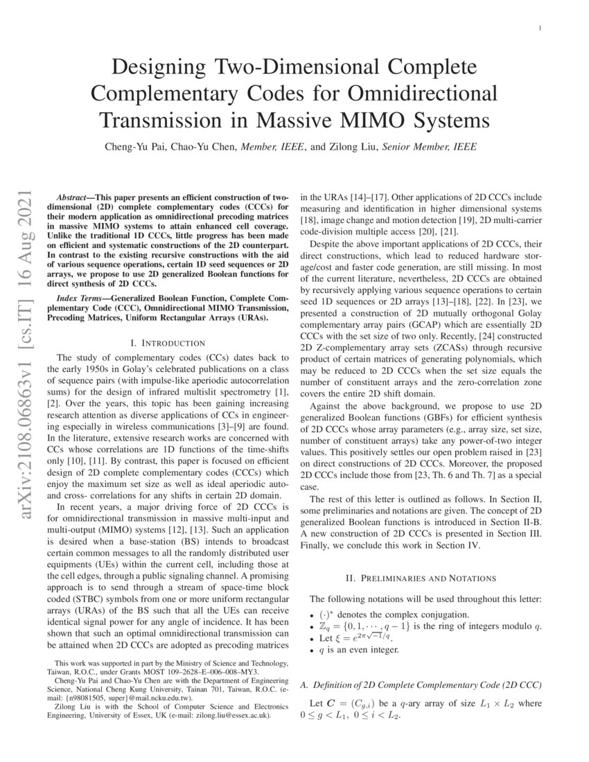 Designing Two Dimensional Complete Complementary Codes For Omnidirectional Transmission In 4058