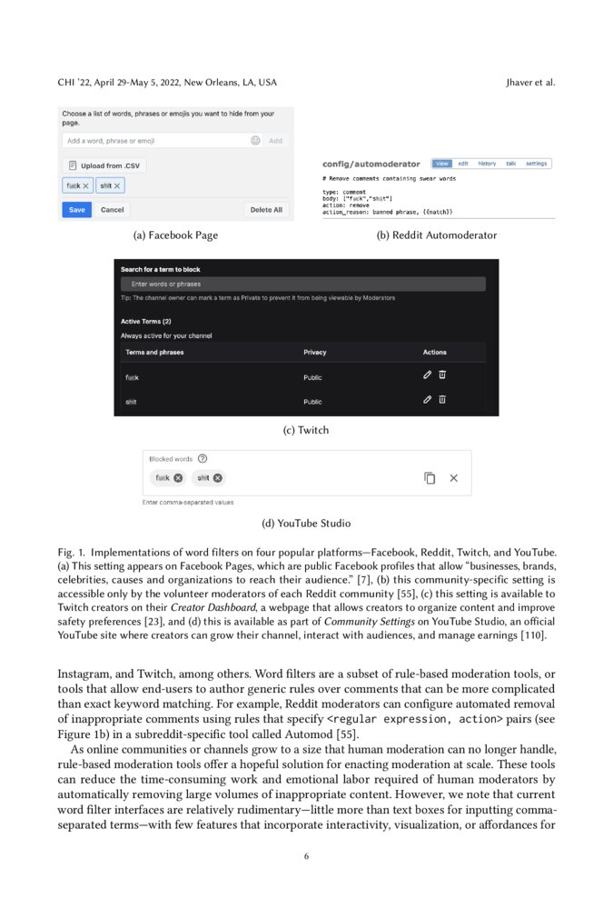 Designing Word Filter Tools for Creator-led Comment Moderation | DeepAI